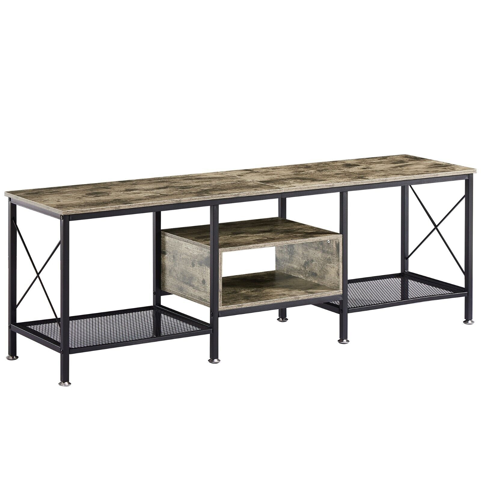 Industrial TV Stand for 70 Inch Television Cabinet 3-Tier Console with ...