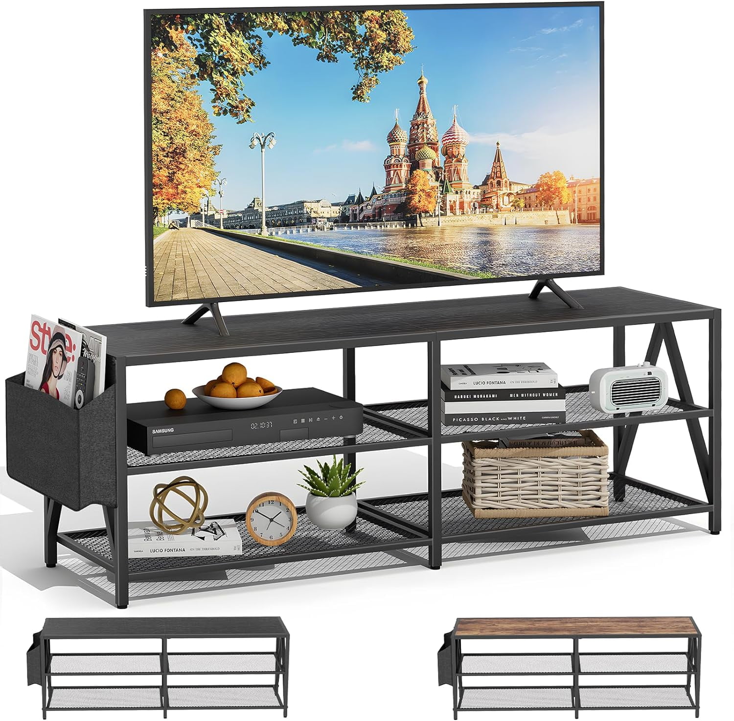 Industrial TV Stand for TV up to 65 Inch, Two Color Entertainment ...