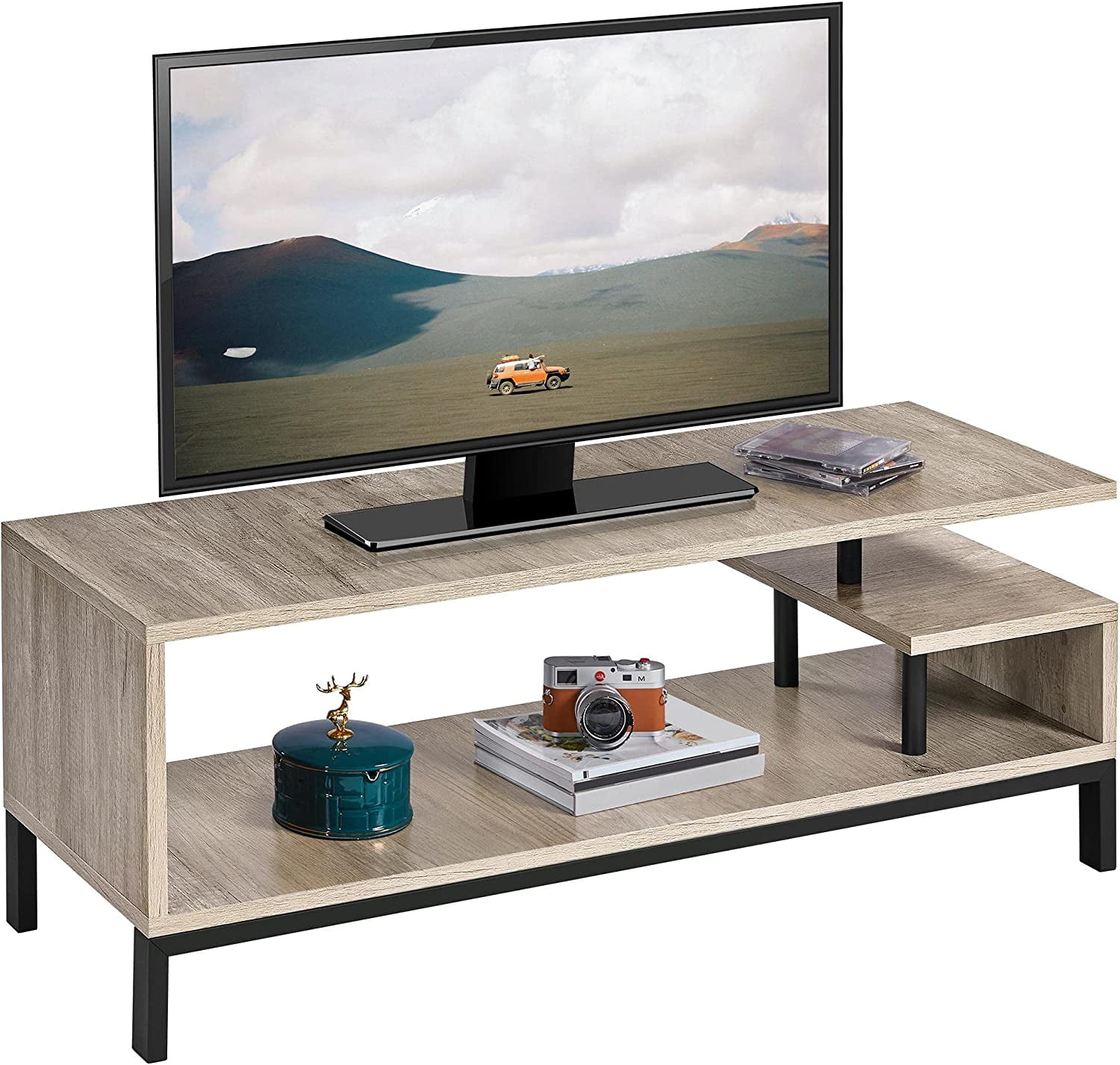 Industrial TV Stand for TVs up to 50 Inch, Small Entertainment Center ...