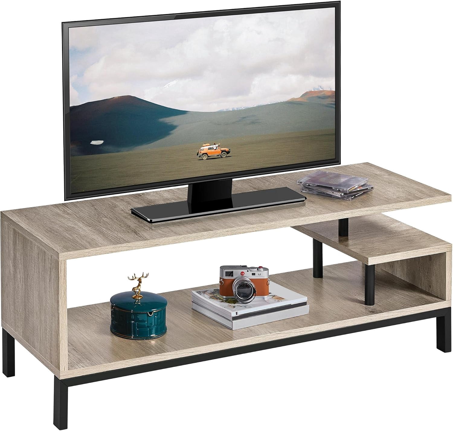 Industrial TV Stand for TVs, Media Console with Storage Shelves ...