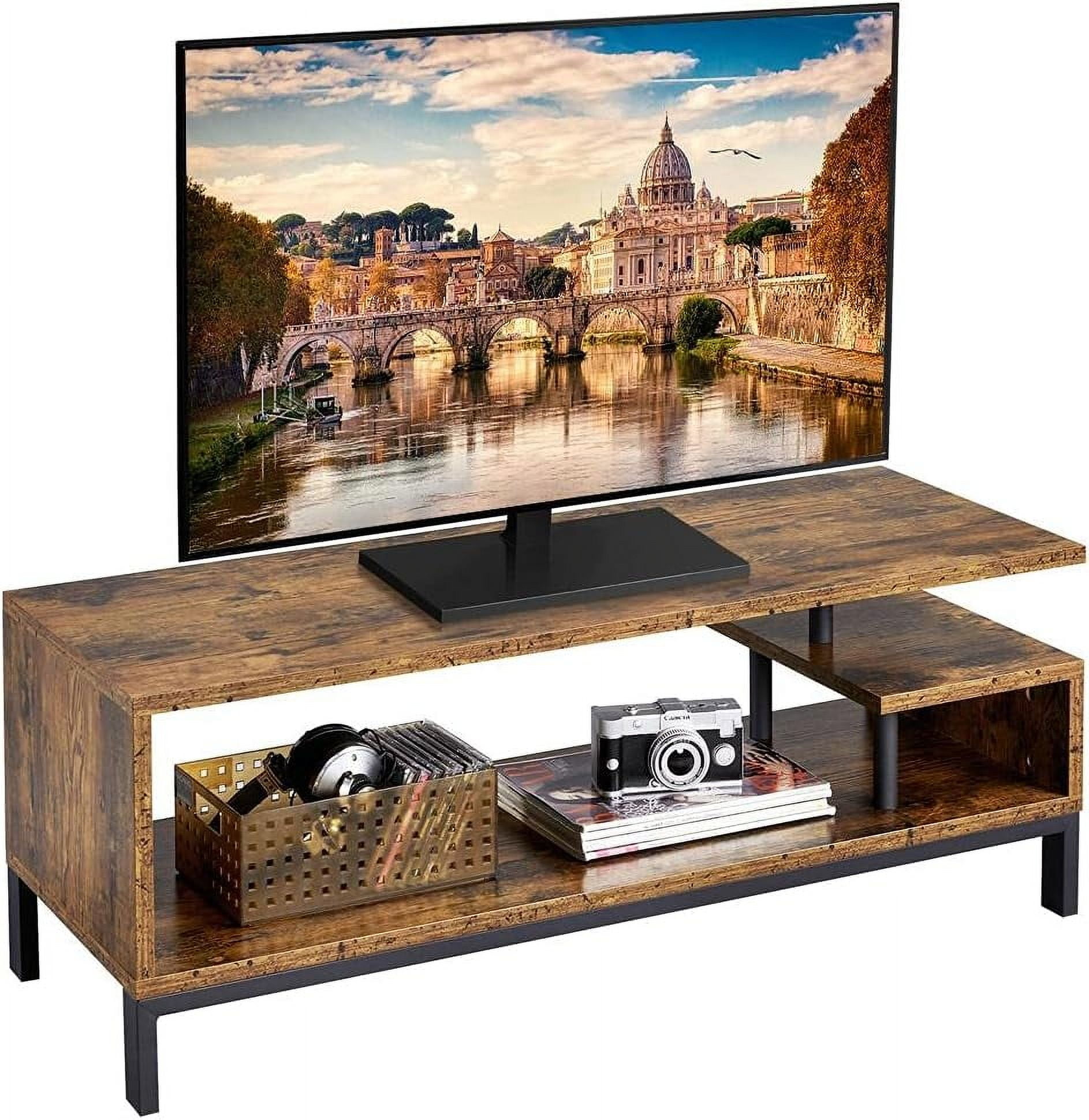 Industrial TV Stand for TVs, Media Console with Storage Shelves ...