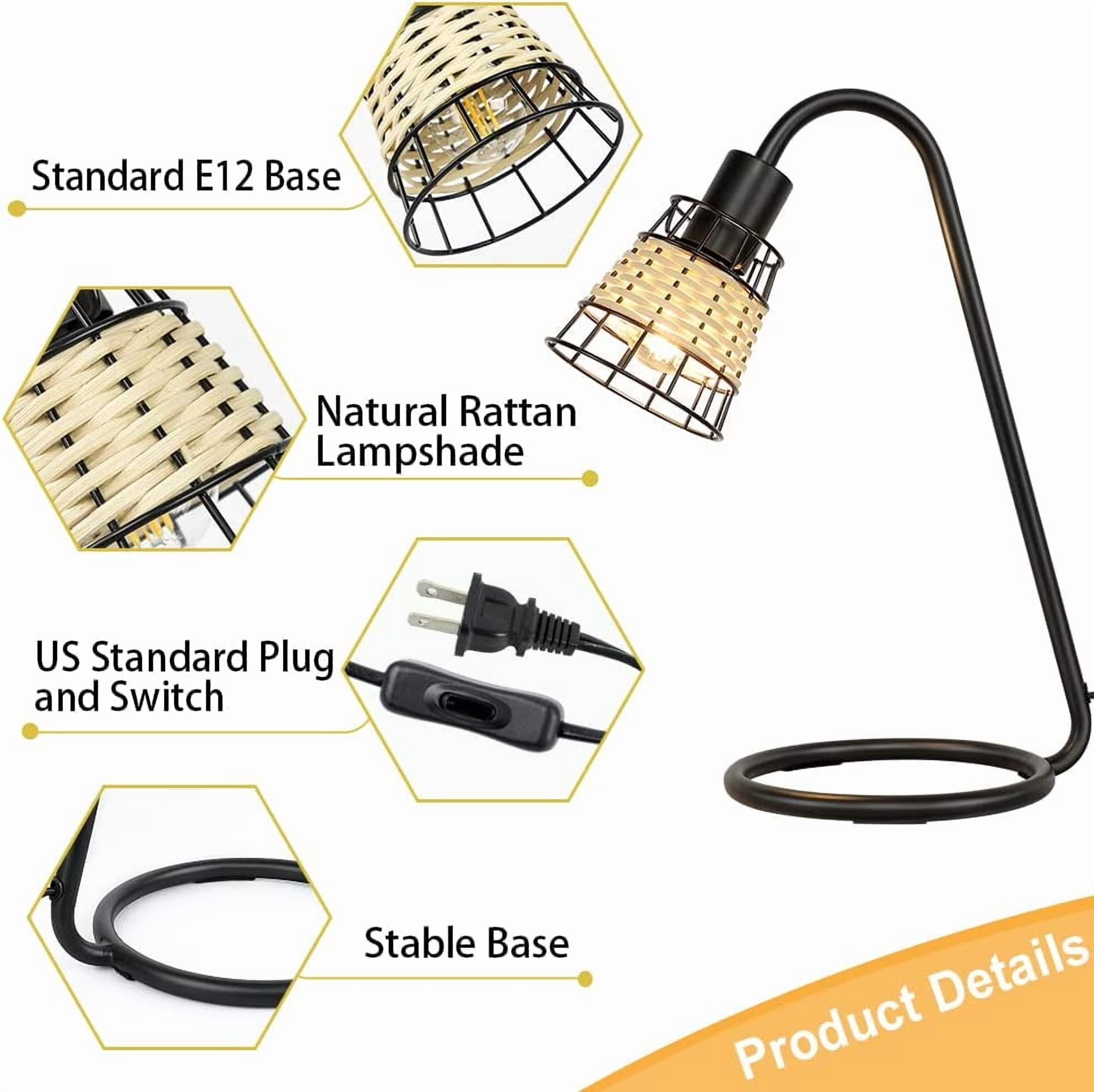 Industrial Table Lamp, Modern LED Desk Lamp, Black Metal Bedside ...