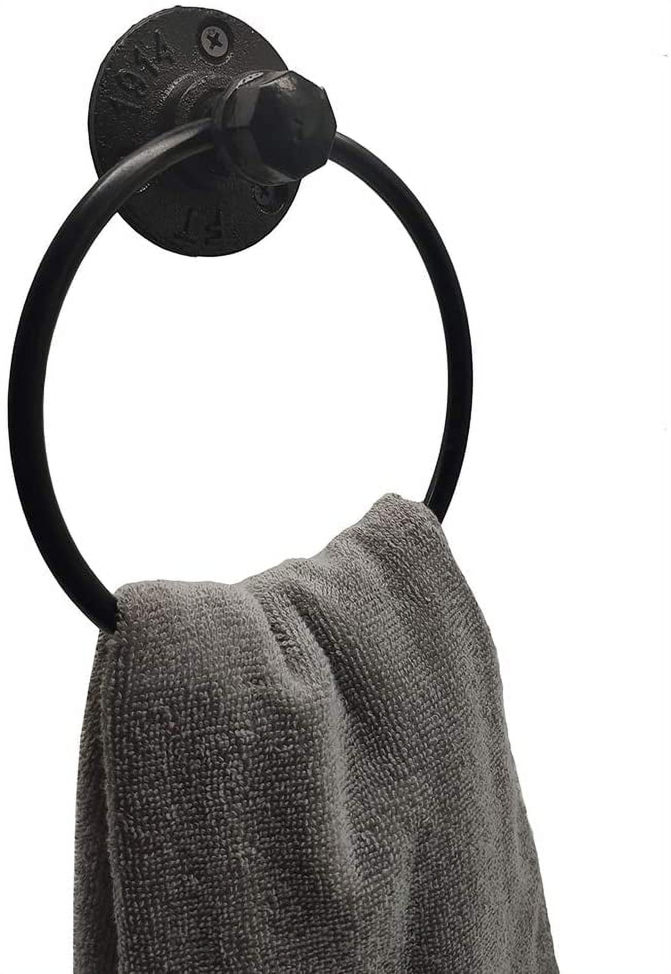 Industrial Rustic Pipe Hand Towel Holder, Wall Mounted Bathroom ...