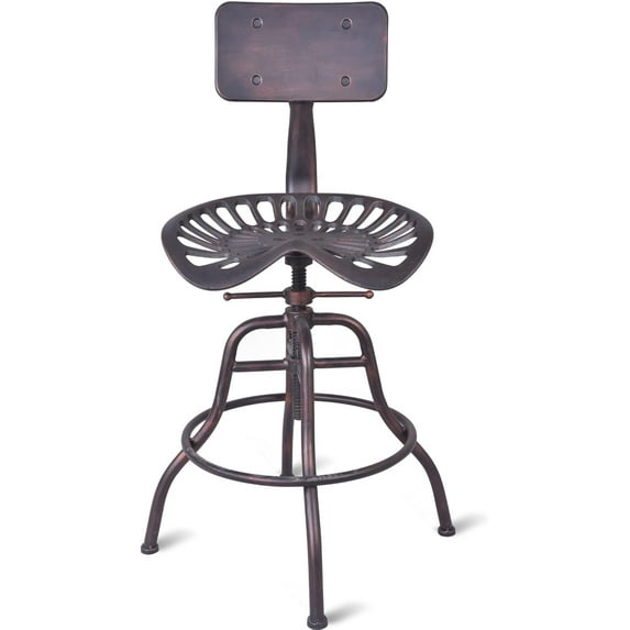 Industrial Tractor Seat Bar Stool with Metal Backrest 22-27inch Counter ...