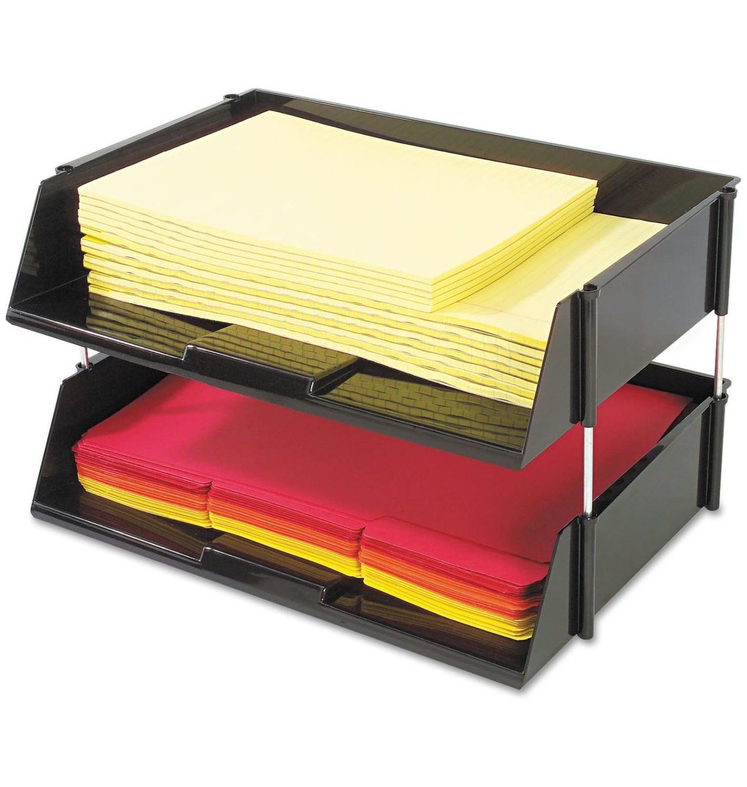 Industrial Tray, Stacking Tray, Side-Load, Extra-Wide, Black, Set of 2 ...