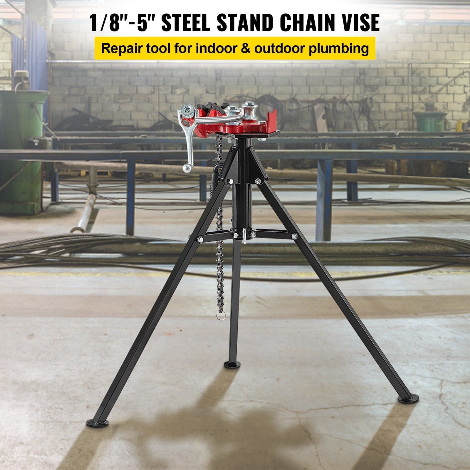Industrial Tripod Pipe Chain Vise, Heavy-Duty 1/8"-5" Pipe Capacity, 36 ...