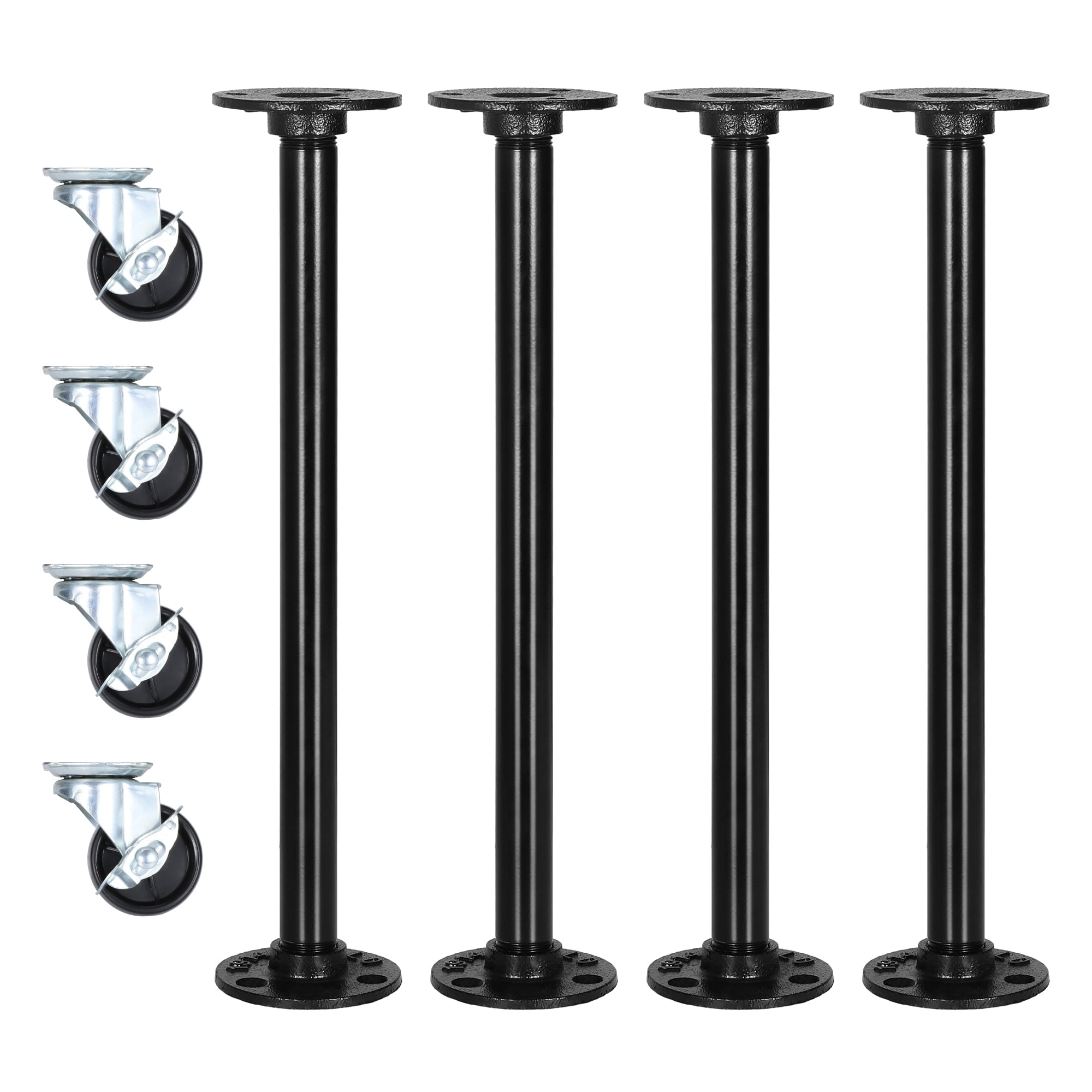 Industrial Tube Desk Leg Set, Coffee Table Legs with Casters, Coffee ...