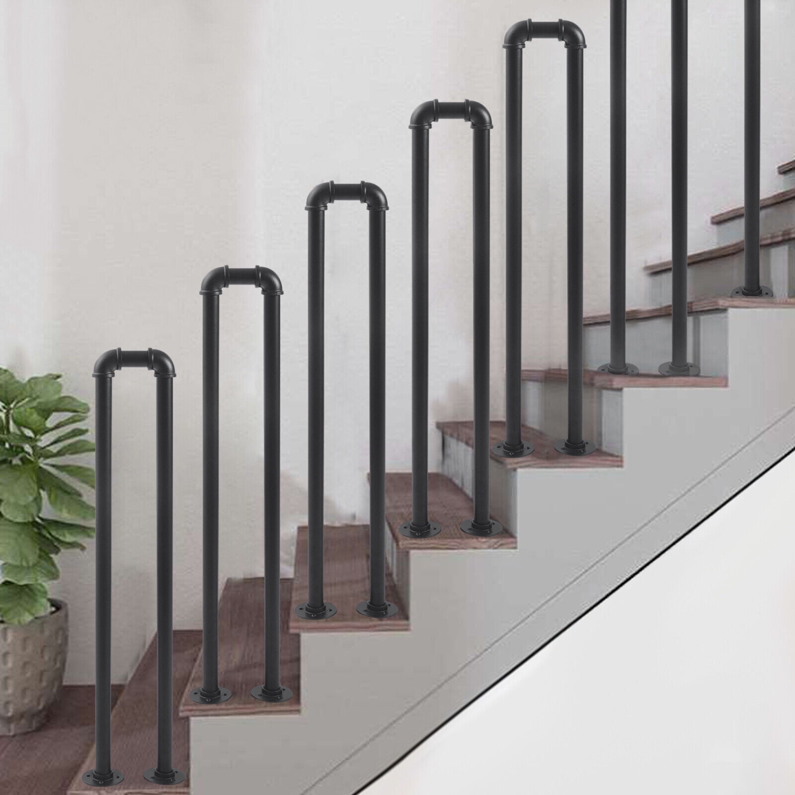 Industrial U-Shaped Handrail for Stairs – Heavy-Duty Matte Black ...