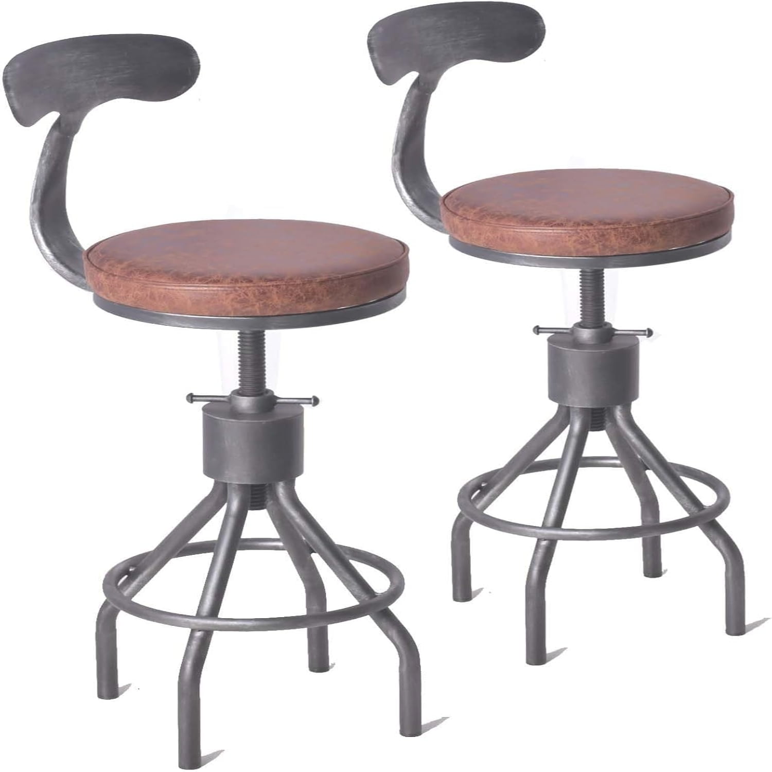 Industrial Vintage Bar Stool Kitchen Counter Height Adjustable Pipe ...