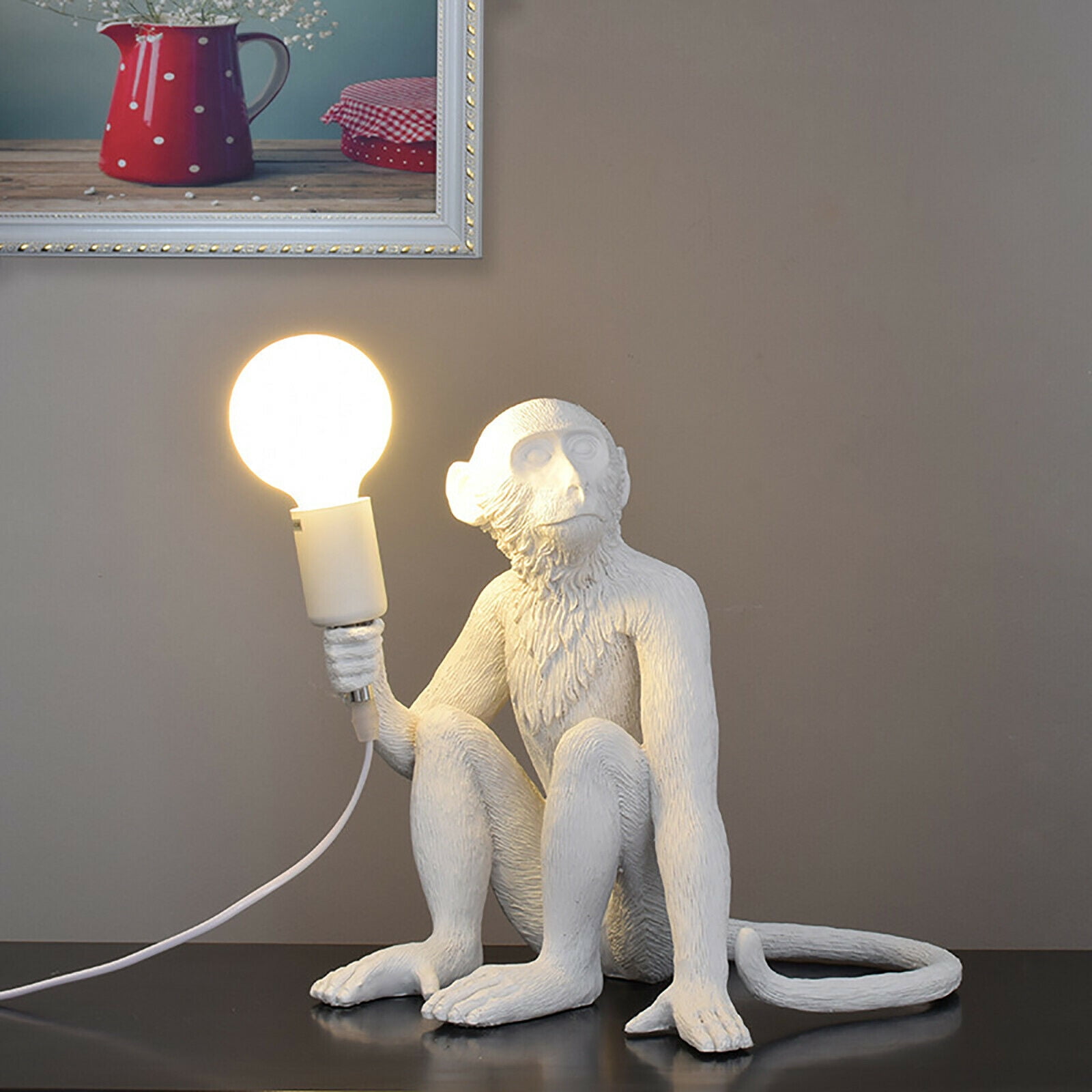 Industrial Vintage Hemp Rope Monkey Pendant Light, Retro Decorative ...