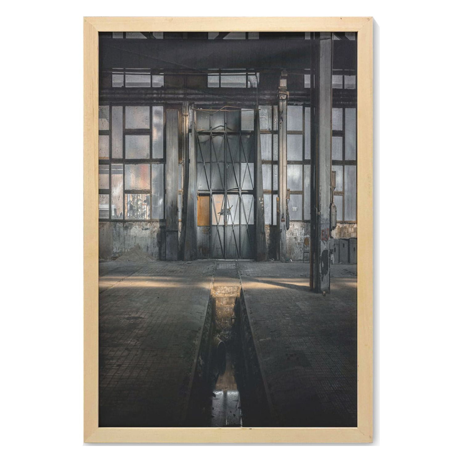 Industrial Wall Art with Frame, Creepy Dark Interior of a Derelict ...