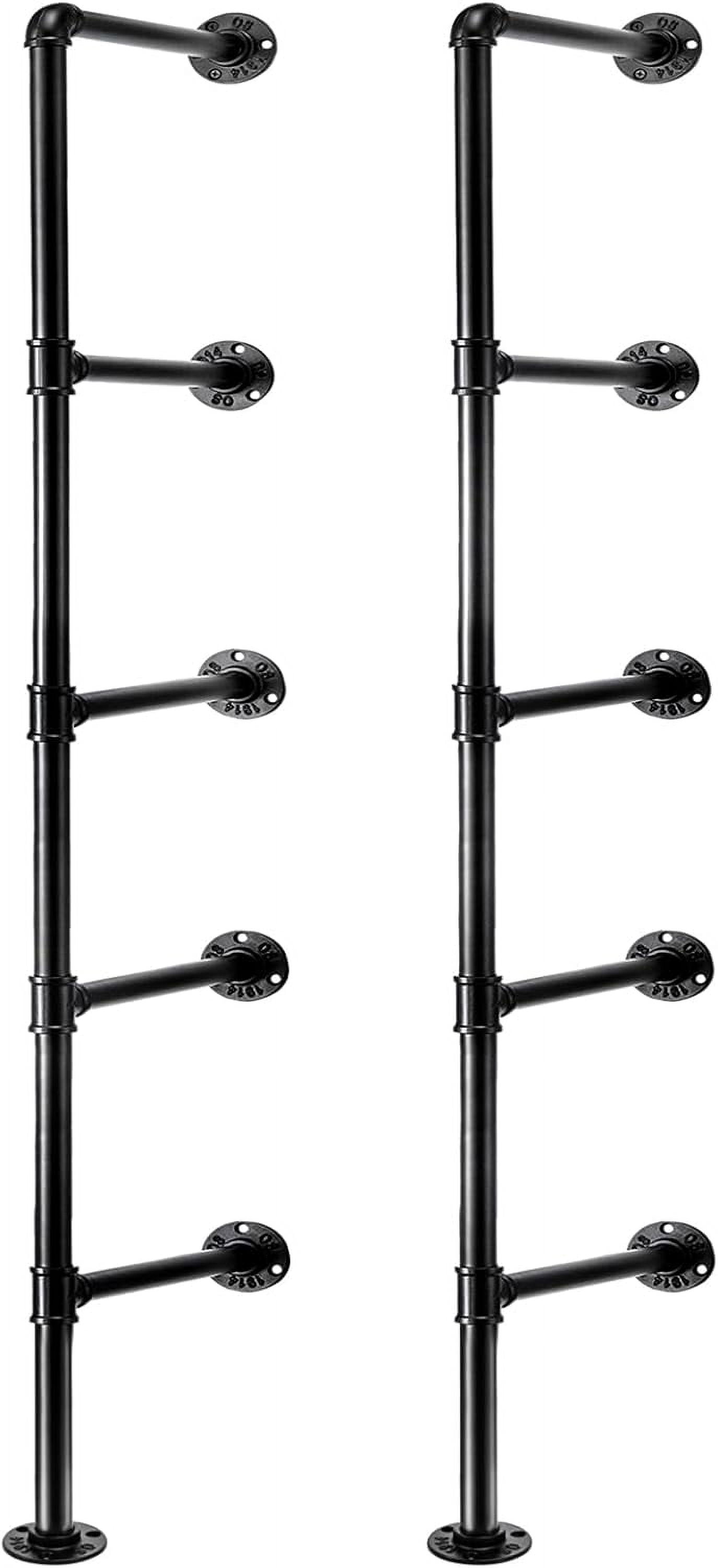 Industrial Wall Mount Iron Pipe Shelf, 5 Tier X2+1 Shelves Shelving ...