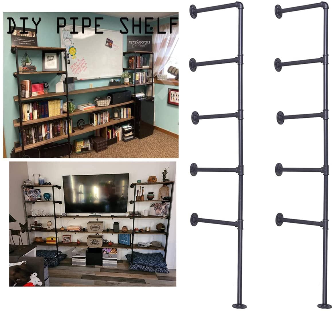 Industrial Wall Mount Iron Pipe Shelf Bracket,Vintage Retro Black DIY ...
