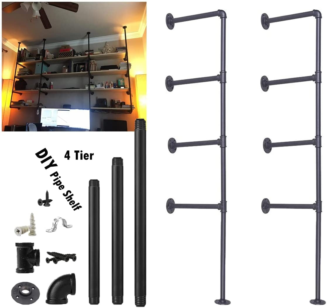 Industrial Wall Mount Iron Pipe Shelf Shelves Shelving Bracket Vintage ...