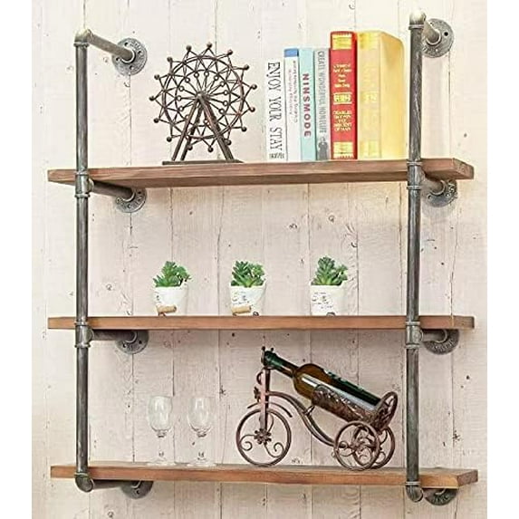 Industrial Wall Mounted Iron Floating Pipe Shelves/Shelving/Racks ...