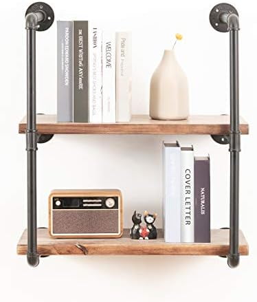 Industrial Wall Mounted Pipe Shelving,Rustic Metal Floating Shelves ...