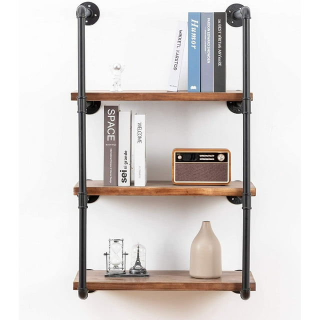 Industrial Wall Mounted Pipe Shelving,Rustic Metal Floating Shelves ...