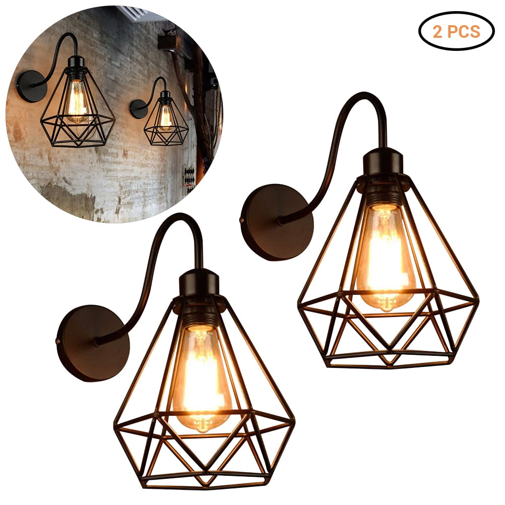 Industrial Wall Sconce Vintage Wire Cage Wall Light Rustic Wall Light ...