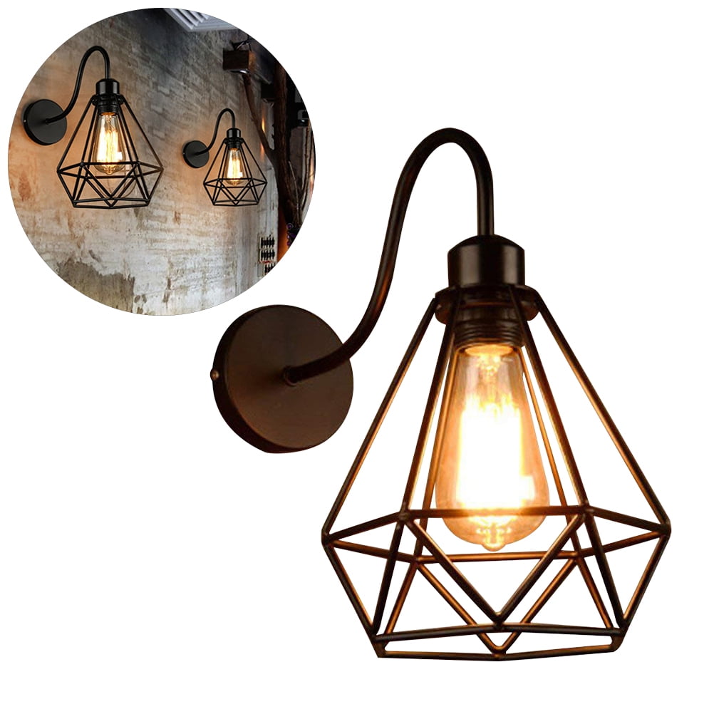 Industrial Wall Sconce Vintage Wire Cage Wall Light Rustic Wall Light ...