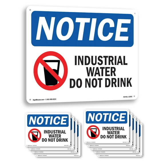 Industrial Water Do Not Drink OSHA Notice Rigid Plastic Sign 18 Inch x ...