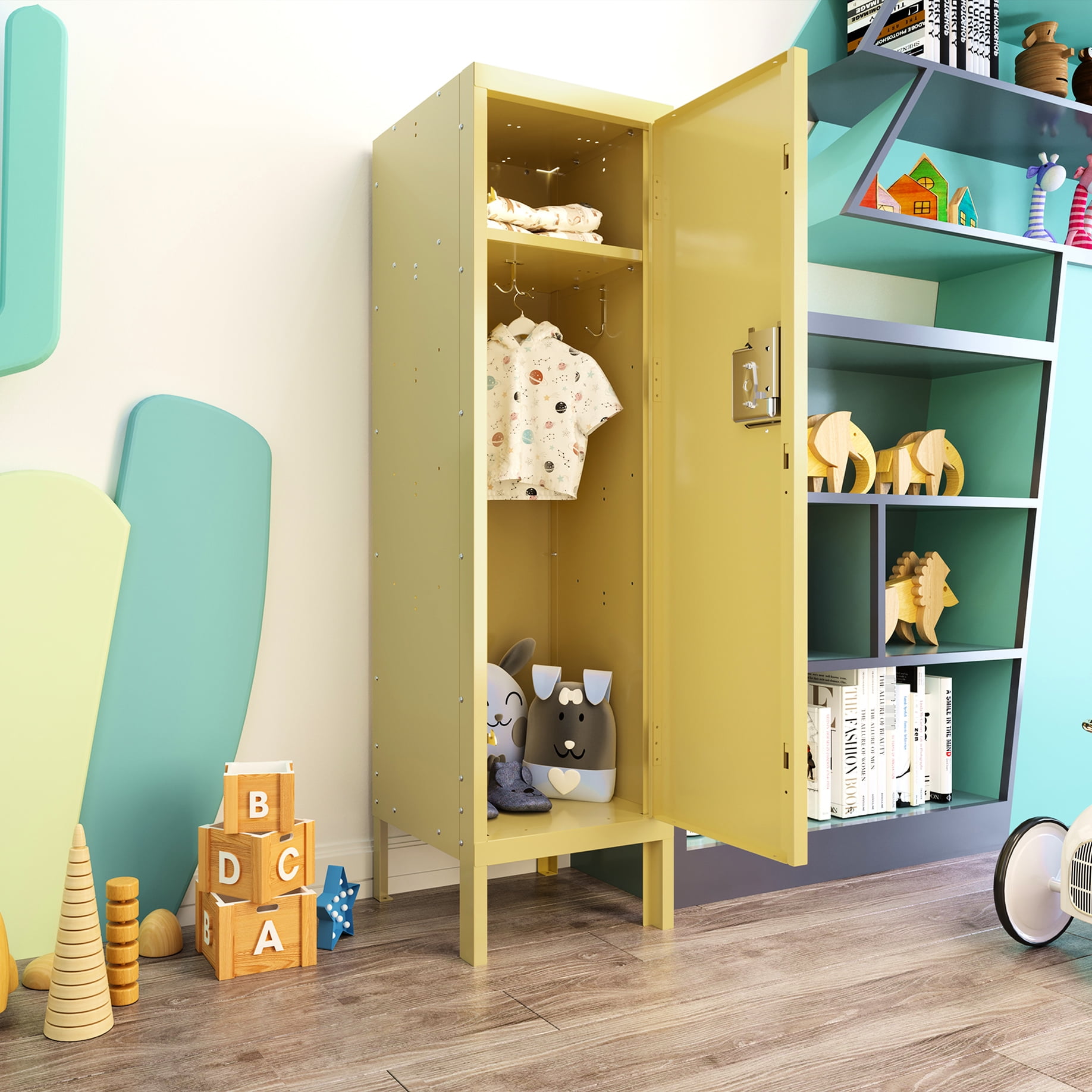 Industrial Yellow Metal Storage Locker - Cabinet For Living Room ...
