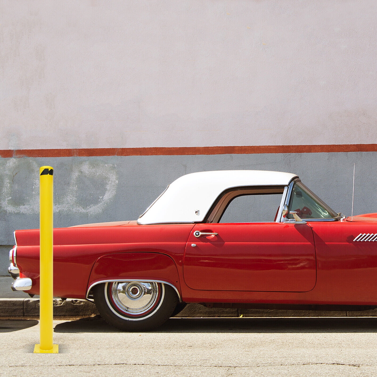 Industrial Yellow Powder Coated Steel Bollards, 60in x 4.5in for ...