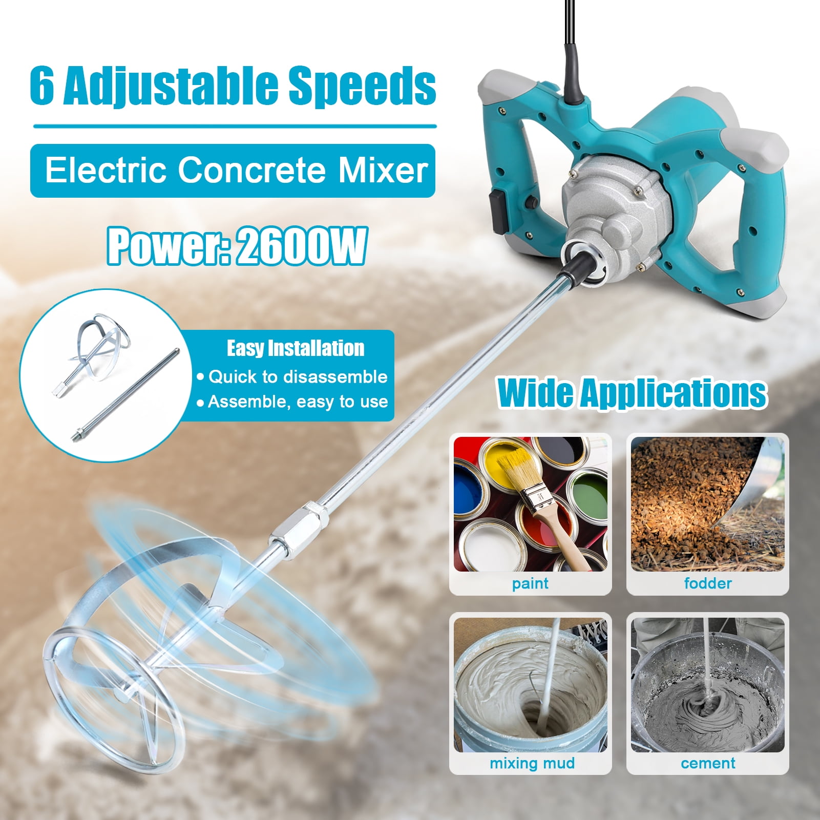 Industrial agitator,Speeds Adjustable Concrete 6 Paint Tool Adjustable ...
