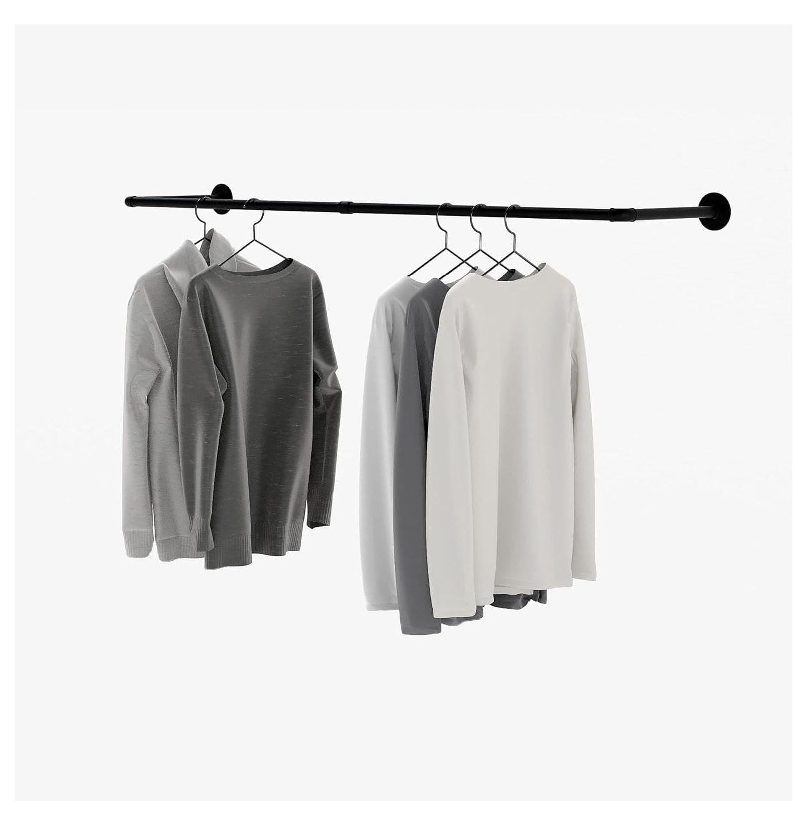 Industrial pipe clothing rack metal black - Wall mounted clothes racks ...