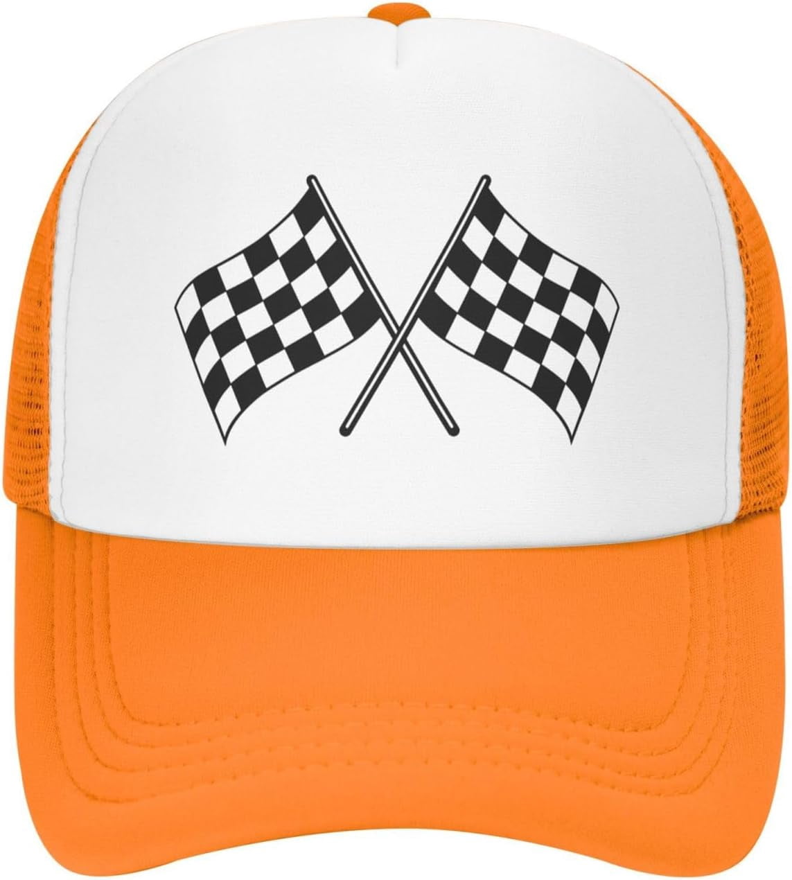 Indy Style Racing Car with Checkered Flags Unisex Trucker Hat – Mesh ...