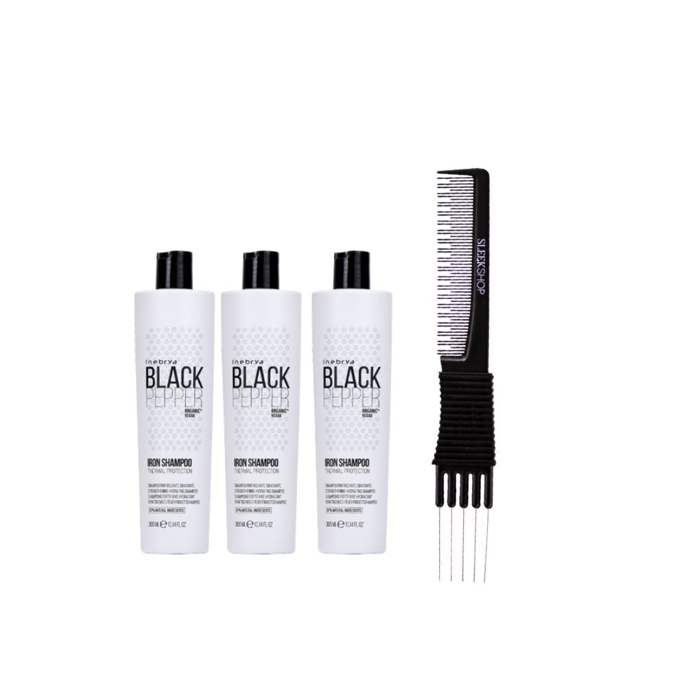 Inebrya Black Pepper Iron Shampoo (10.14 oz) with SLEEKSHOP Teasing ...