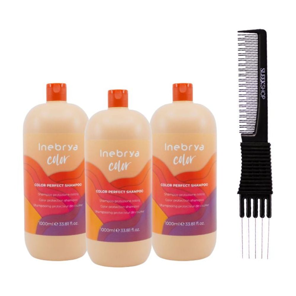 Inebrya Color Perfect Shampoo (33.81 oz) with SLEEKSHOP Teasing Comb ...