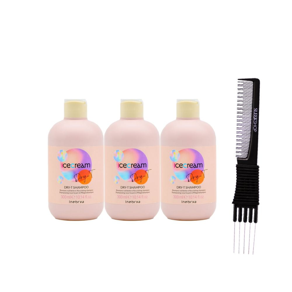 Inebrya Ice Cream Dry-T Shampoo (10.1 oz) with SLEEKSHOP Teasing Comb ...