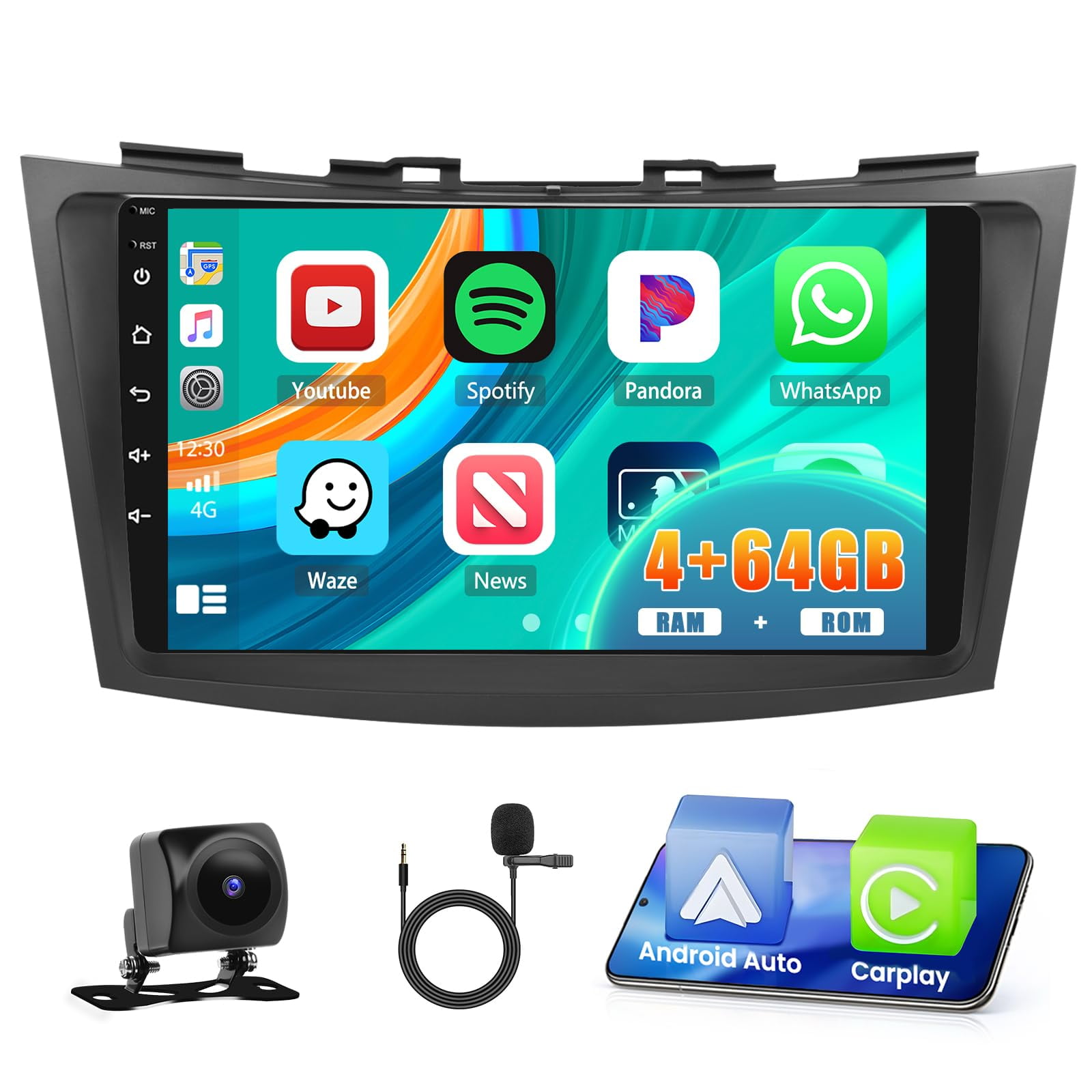 Inefala [4G+64G] Car Radio for Suzuki Swift 2011 2013 2014 2015 with ...