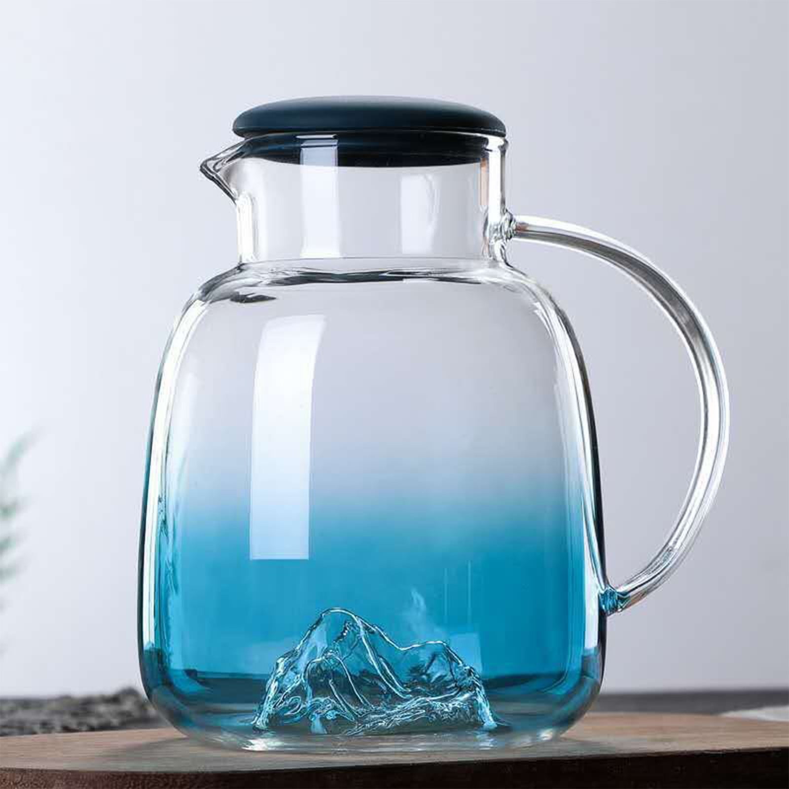 Inerposs 1.8L Large Capacity Glass Pitcher, Explosion-Proof Beverage ...