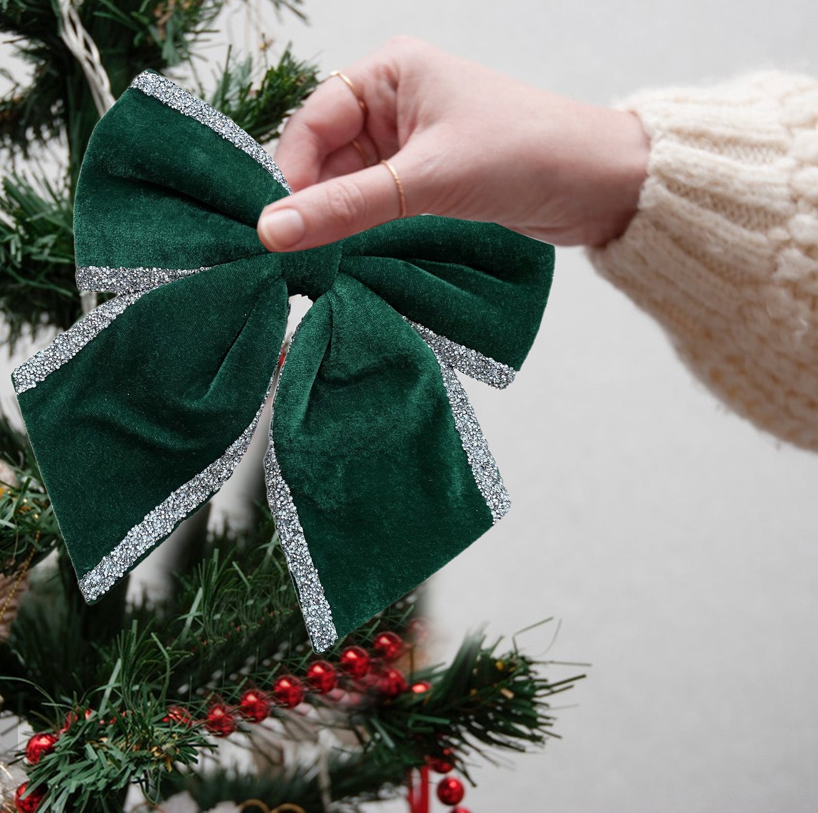 Inerposs Christmas Cheer Bow with Ponytail Holder for Girls and Women ...