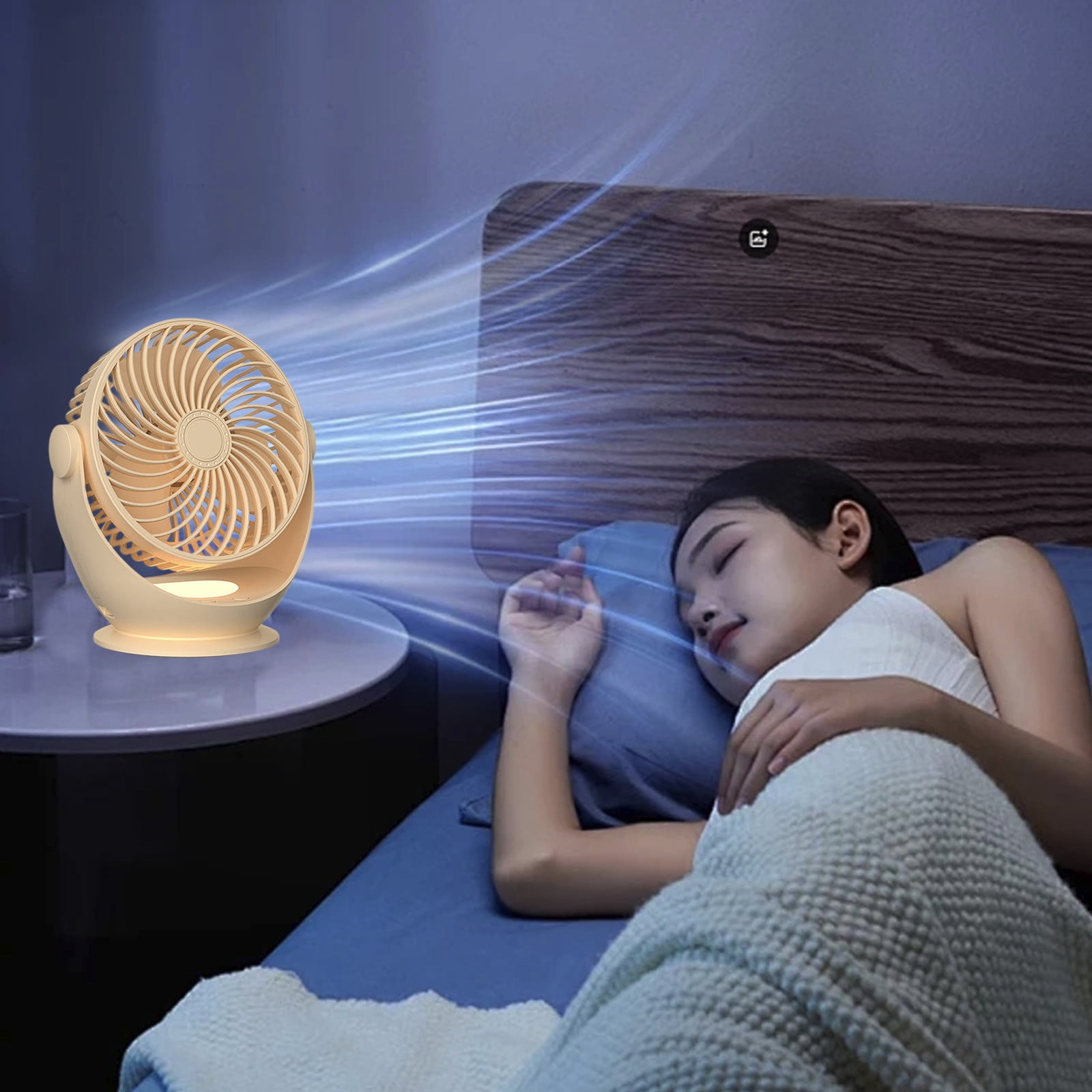 Inerposs Desk Fan With Night Light Table Desktop Air Circulator Fan ...