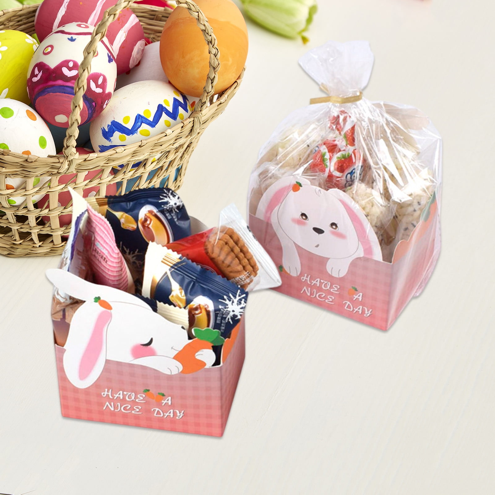 Inerposs Easter Bunny Carrot Quadrilateral Folding Cookies Packaging ...