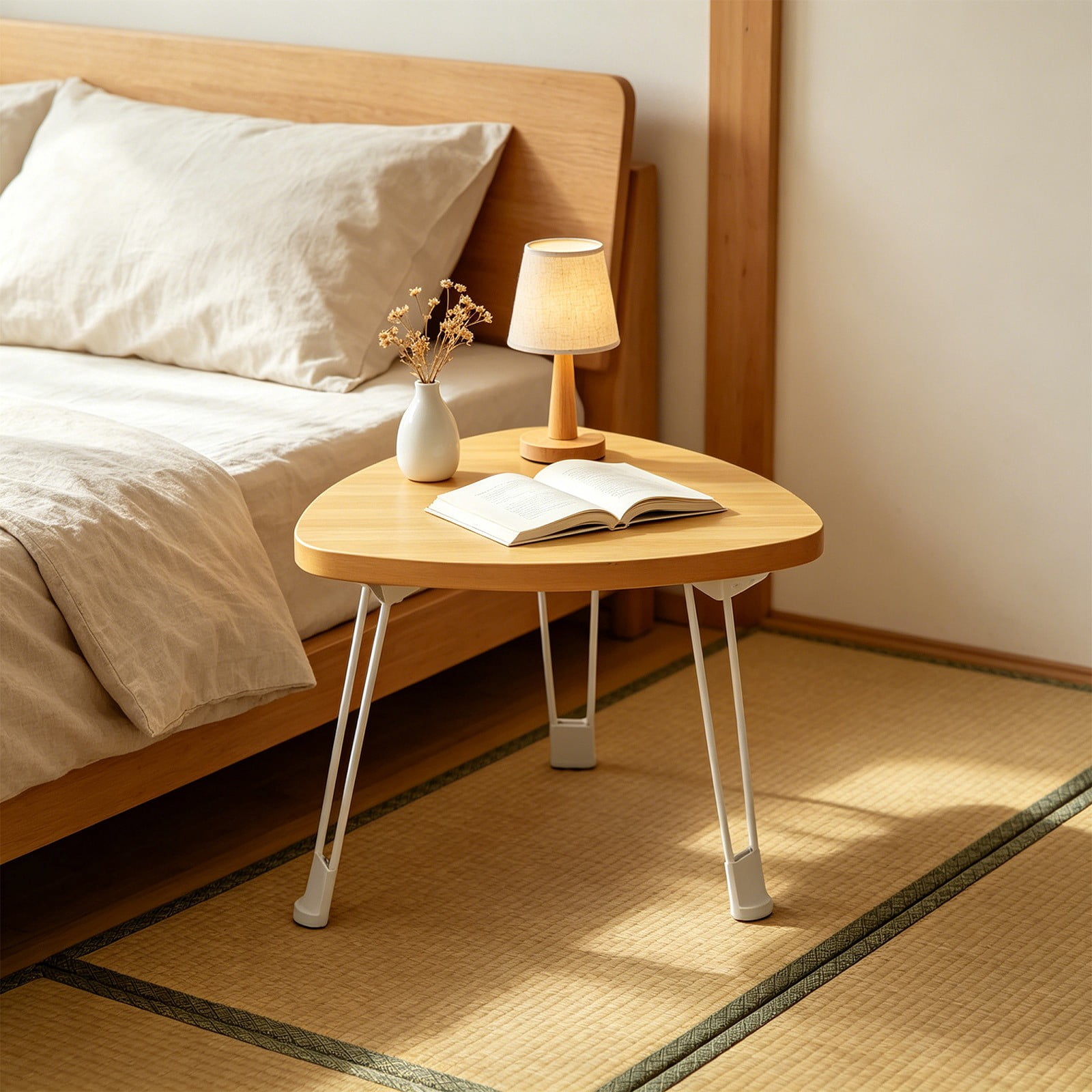 Inerposs Foldable Small Round Table, Portable Side Table, Wooden Dining ...