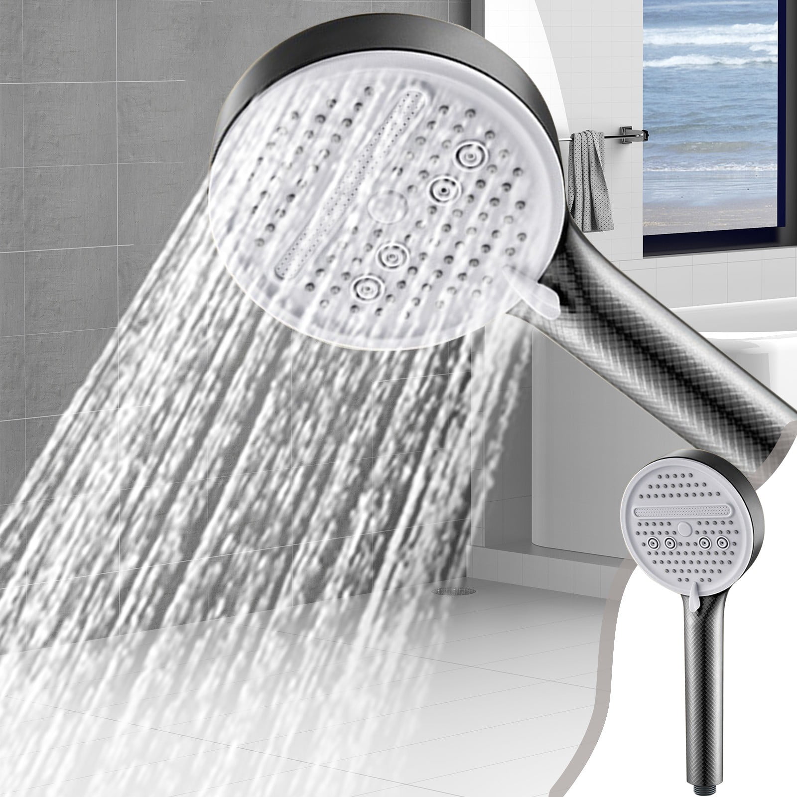Inerposs High Pressure Shower Head, 5 Modes Adjustable Spray, No-Clog ...
