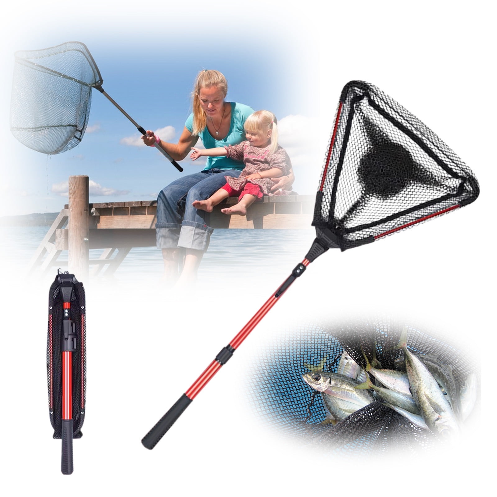 Inerposs Triangular Aluminum Fishing Net - Folding Portable Landing Net ...
