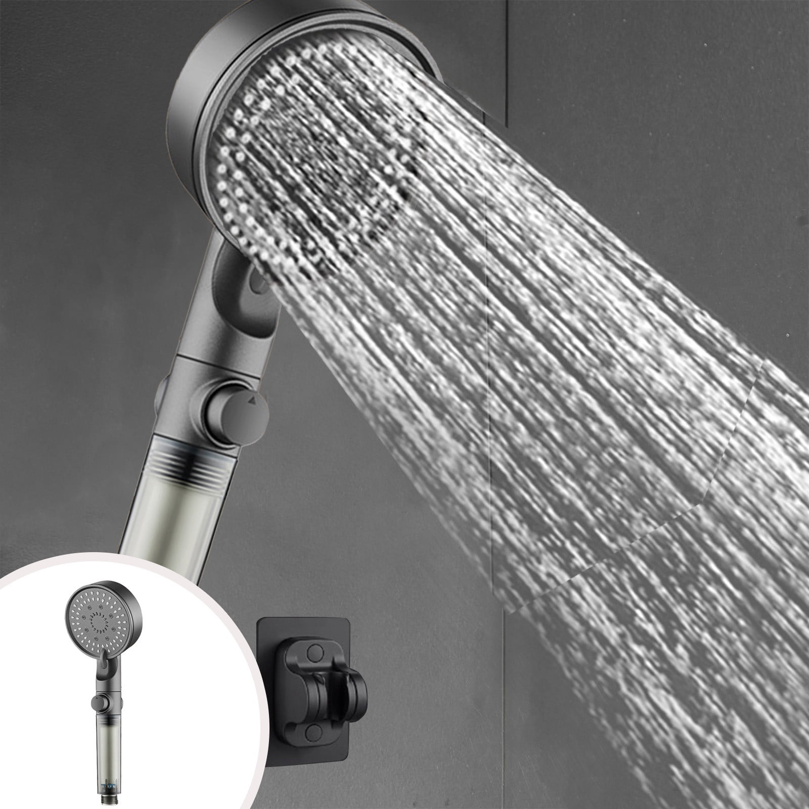 Inerposs Turbocharged Shower Head, Large Water Volume Skin Care Filter ...