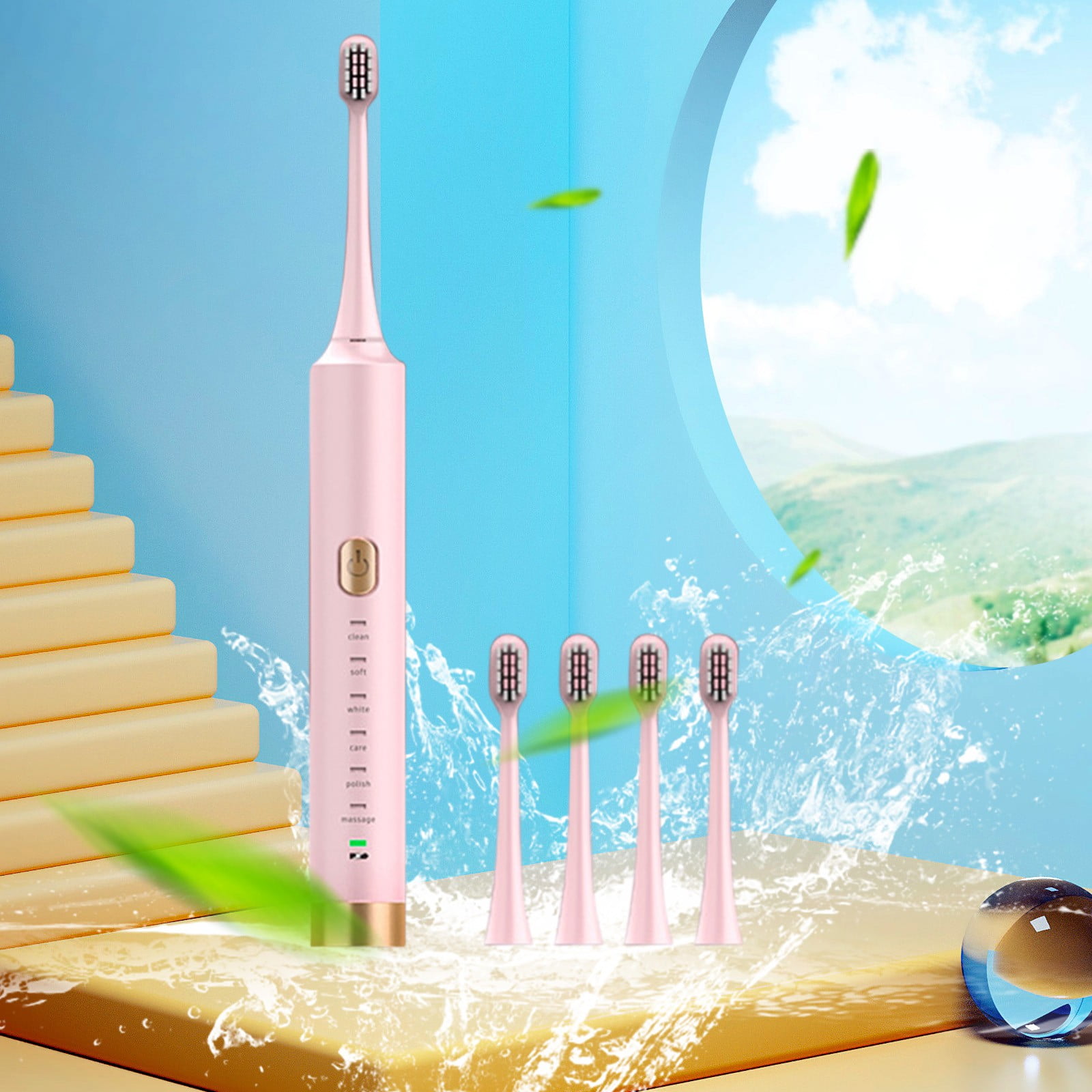 Inerposs USB Rechargeable Electric Toothbrush with 5 Brush Heads, Level ...