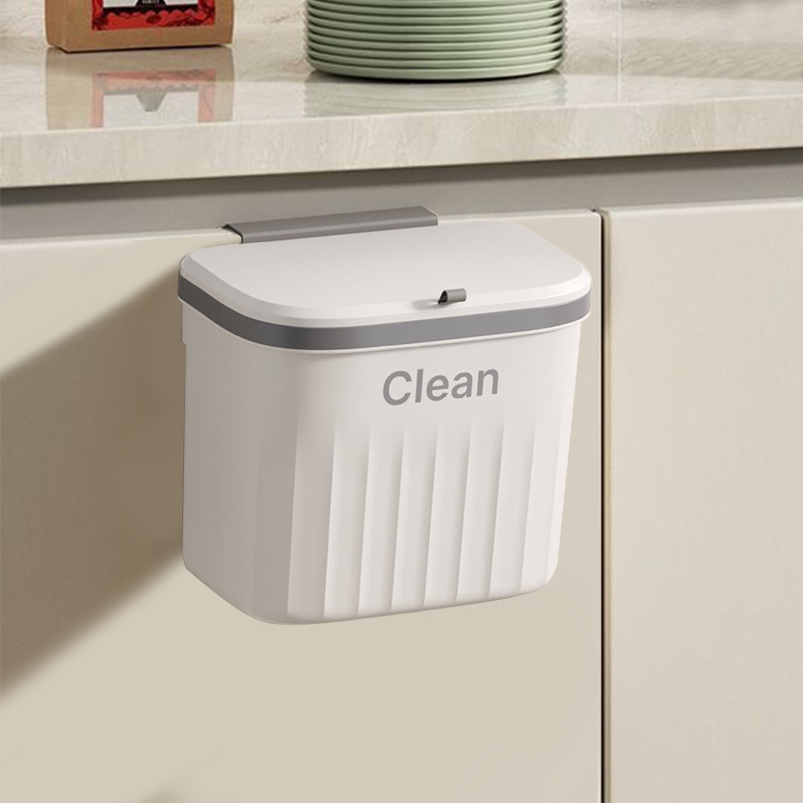 Inerposs Wall-Mounted Kitchen Waste Bin with Lid - Space-Saving ABS ...