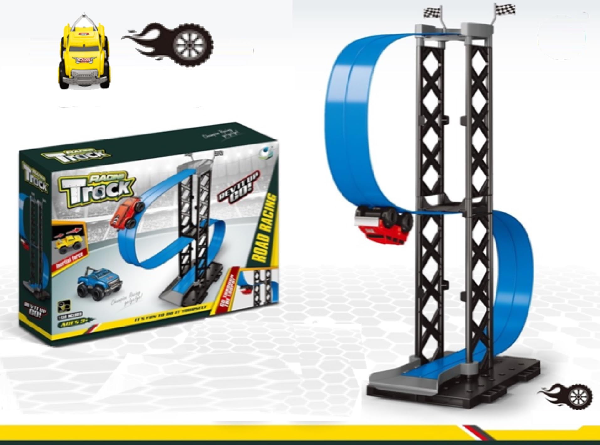 Inertia Force Race Track Set - STEM Toy Push-Forward Car Set with ...