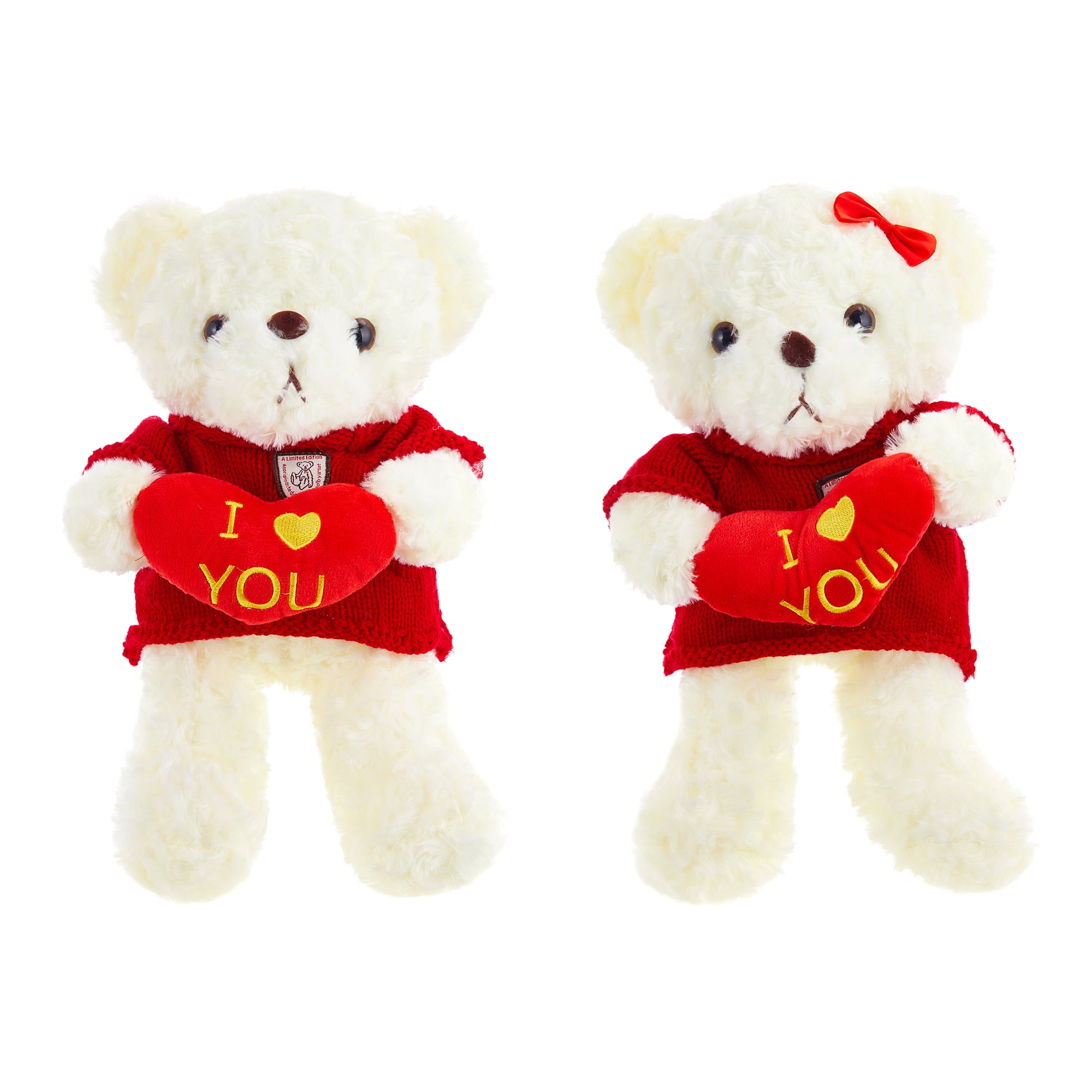 Inevnen 1 Pair Wedding Plush Bears Letter Embroidery Heart Stuffed ...