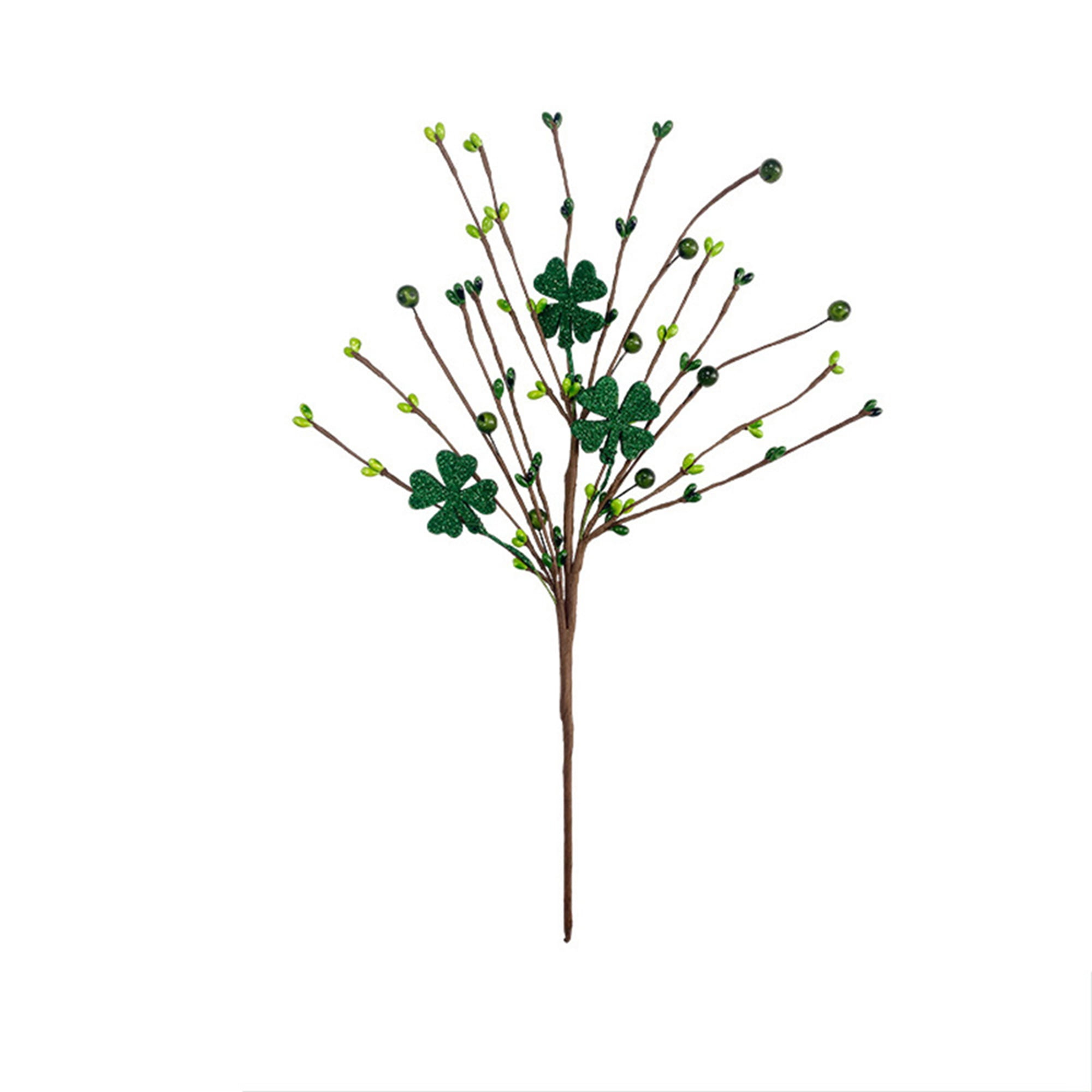 Inevnen Artificial Clover Stems Picks Irish Day Decor Fake Floral Bunch ...