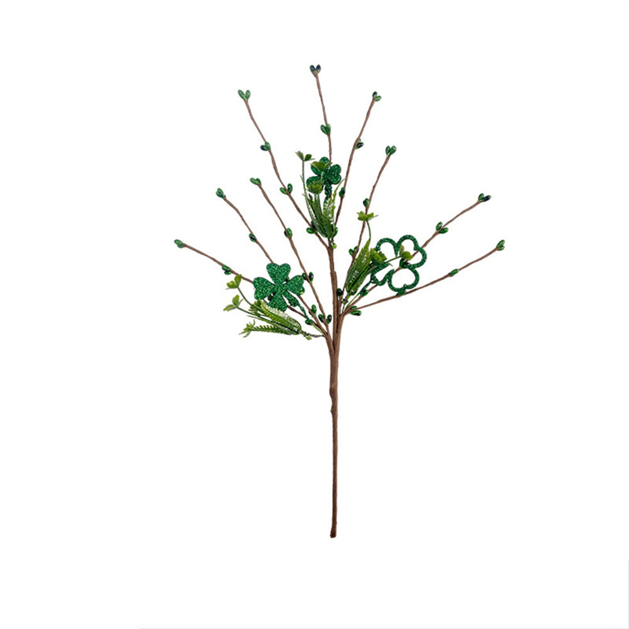 Inevnen Artificial Clover Stems Picks Irish Day Decor Fake Floral Bunch ...