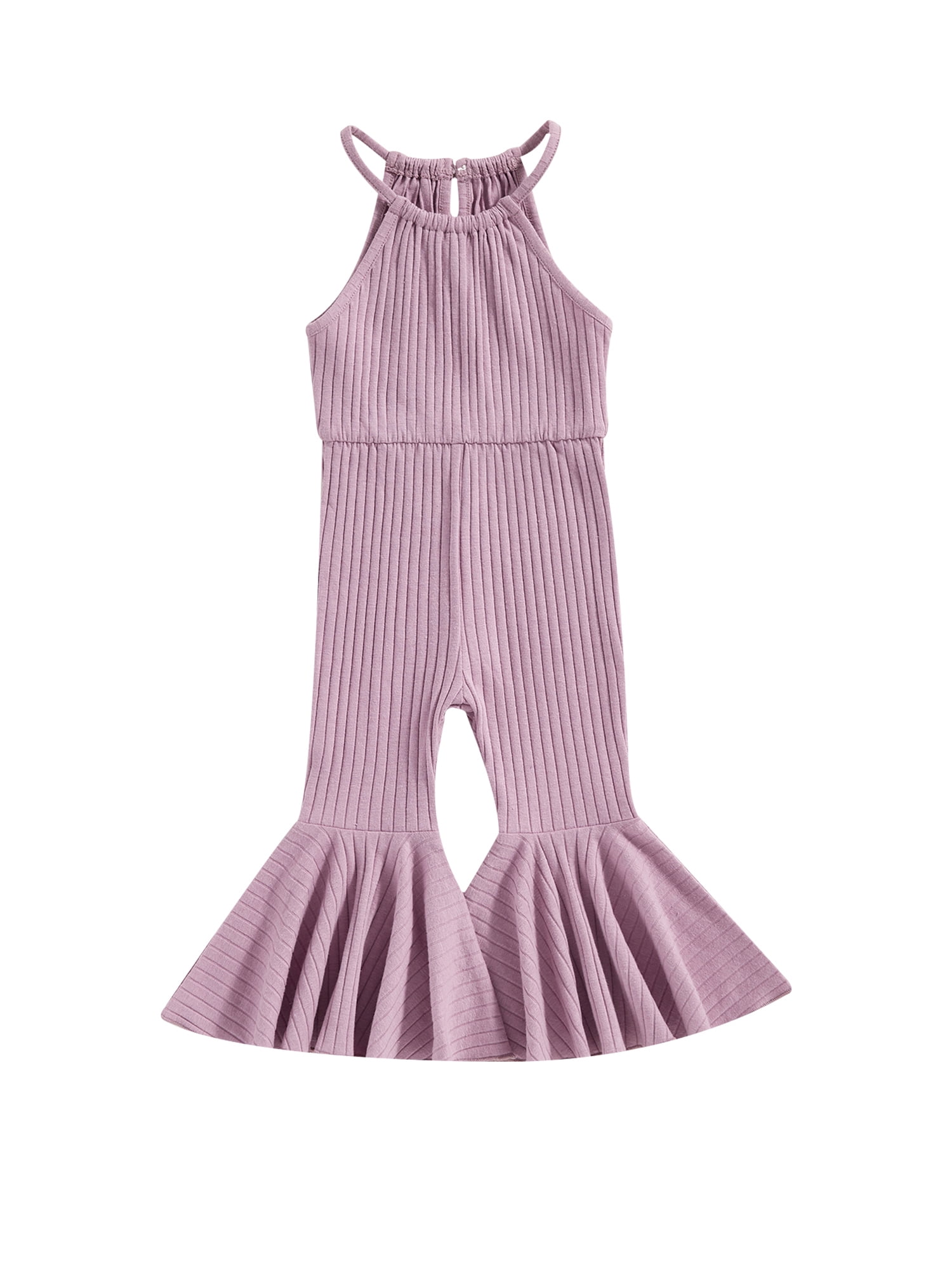 Inevnen Baby Girl Bell Bottoms Romper Pants Knit Overalls Solid Ribbed Clothes Cute Toddler Girl ...