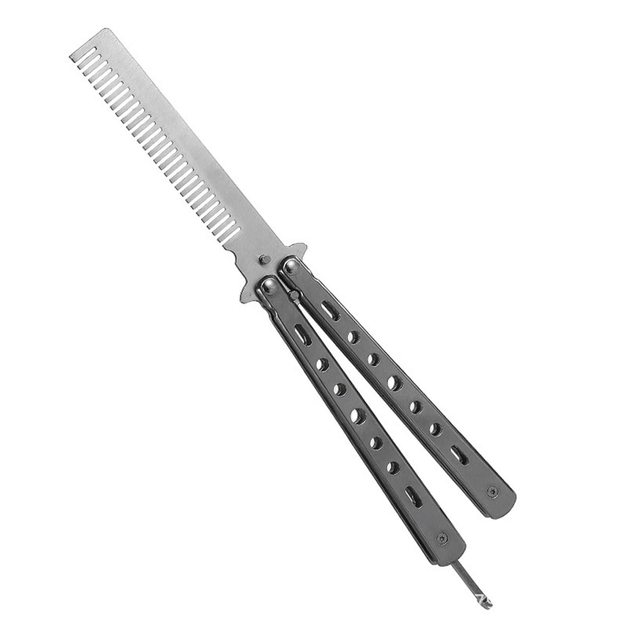 Inevnen Butterfly Knife Comb Stainless Steel Practice Hair Styling Tool ...