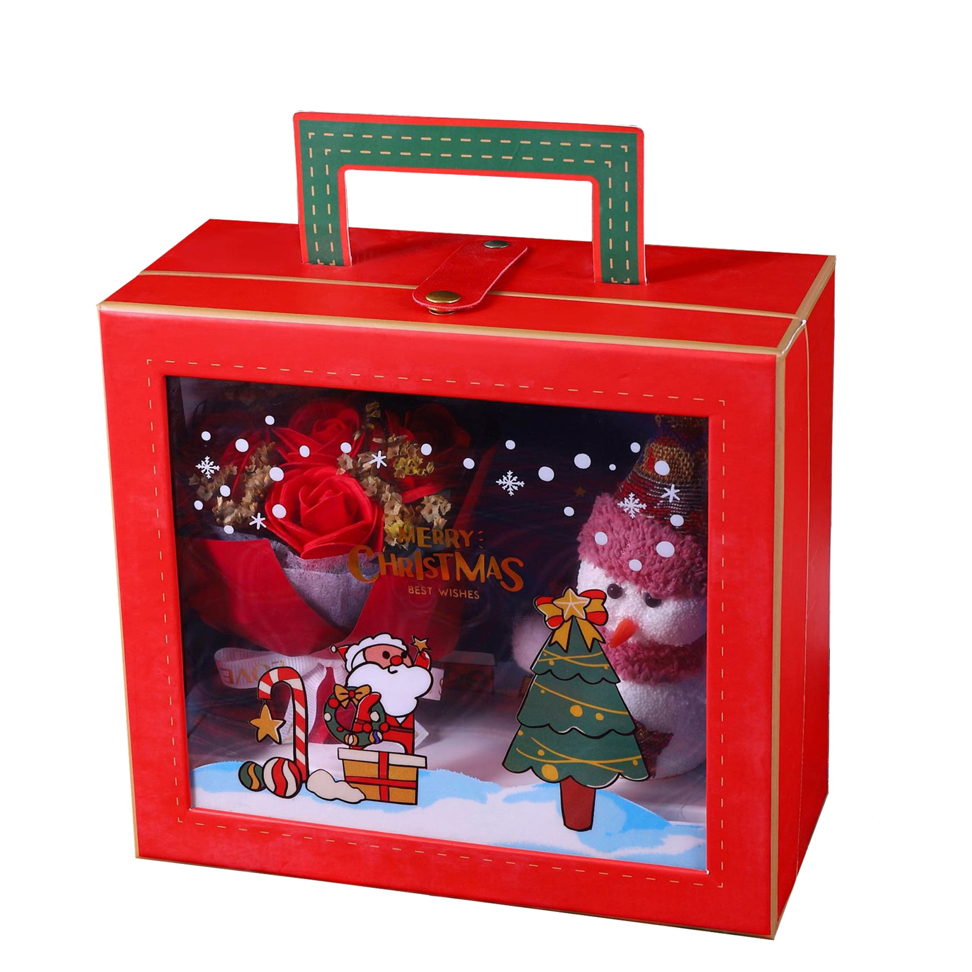 Inevnen Christmas Gift Set Cute Plush Snowman Toy Soap Flowers Bouquet ...